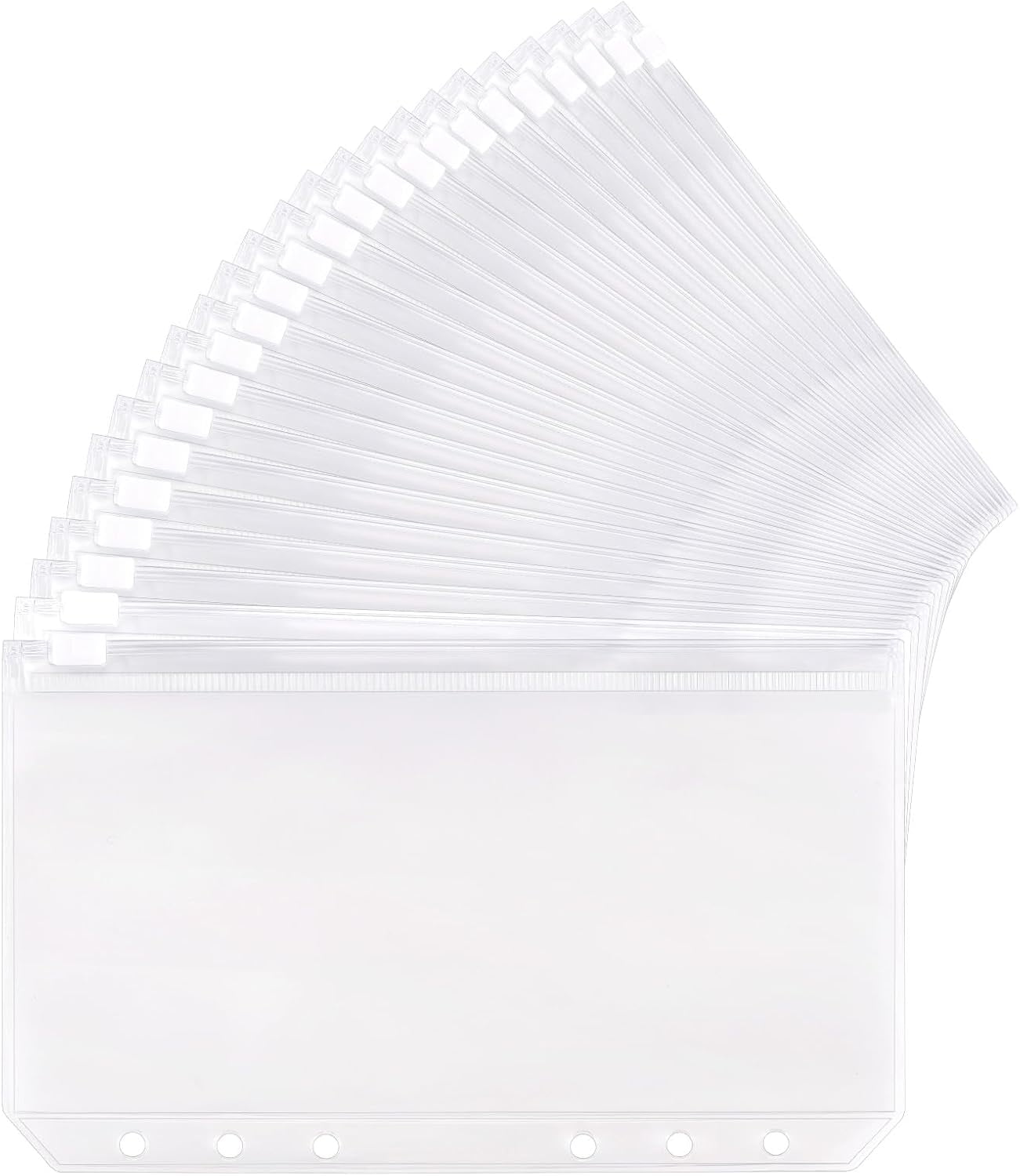 24 Pcs Binder Pocket A6 Binder Pockets 6 Holes Zipper Folders ...