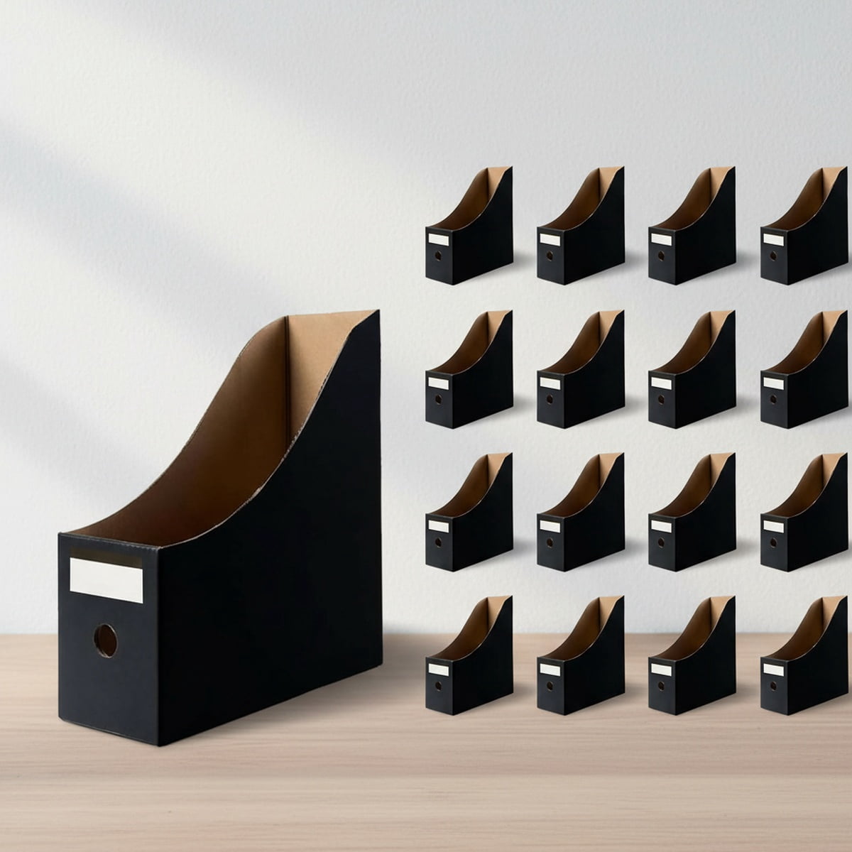 24 Pcs Black Cardboard Magazine File Holder, Foldable Magazine Holder ...