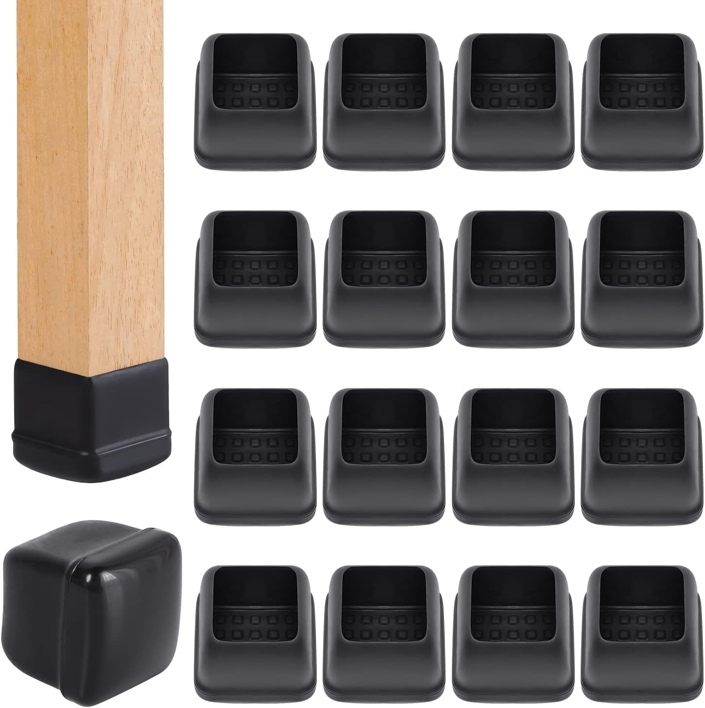24 Pcs Black Chair Leg Sliders for Carpet, Square Chair Glides for Rug ...