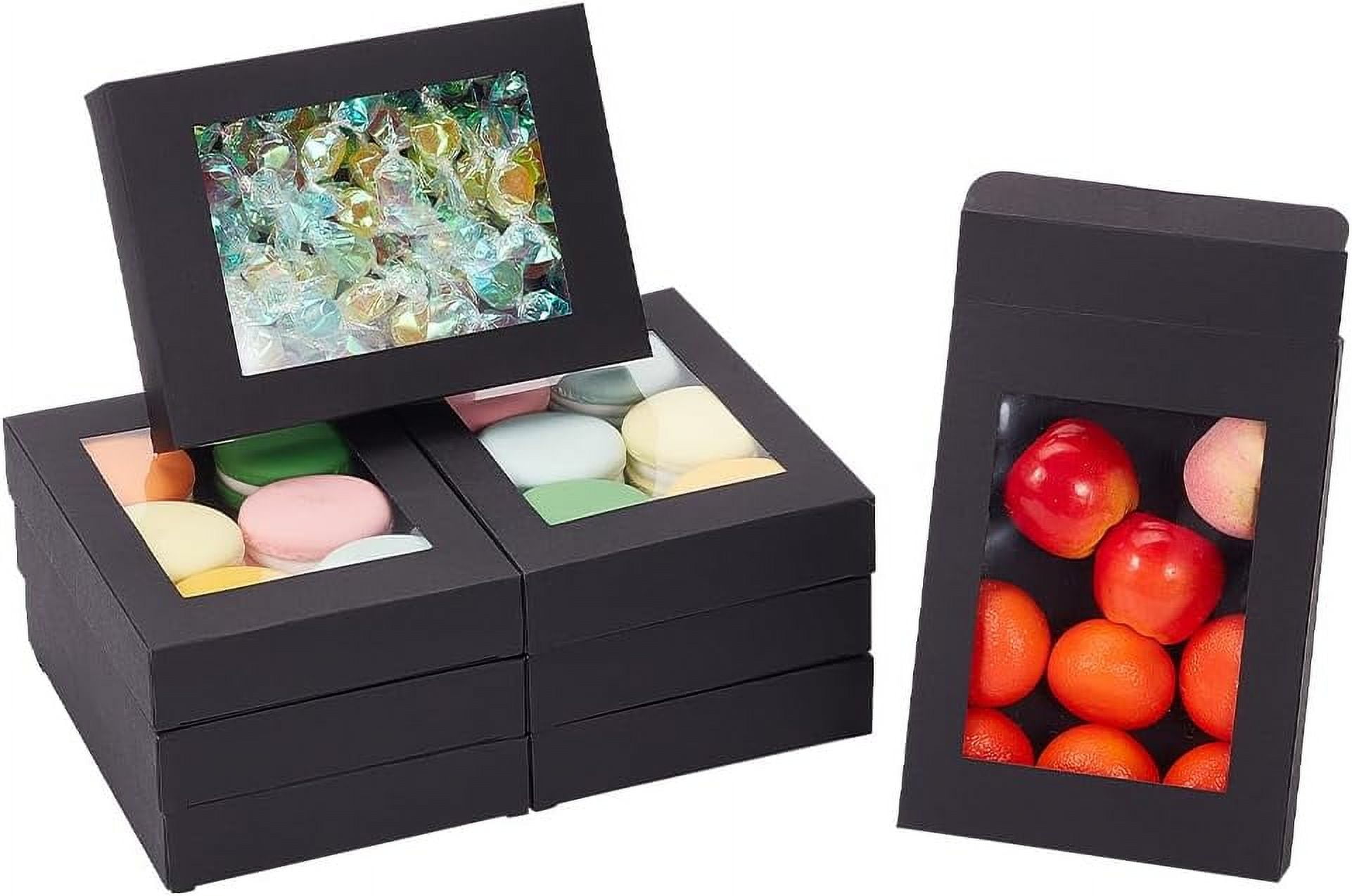 24 Pcs Black Gift Box Fold Paper Boxes Cookie Boxes Bakery Boxes Kraft ...