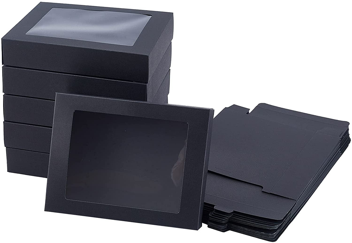 24 Pcs Black Gift Box Fold Paper Boxes Cookie Boxes Bakery Boxes Kraft ...