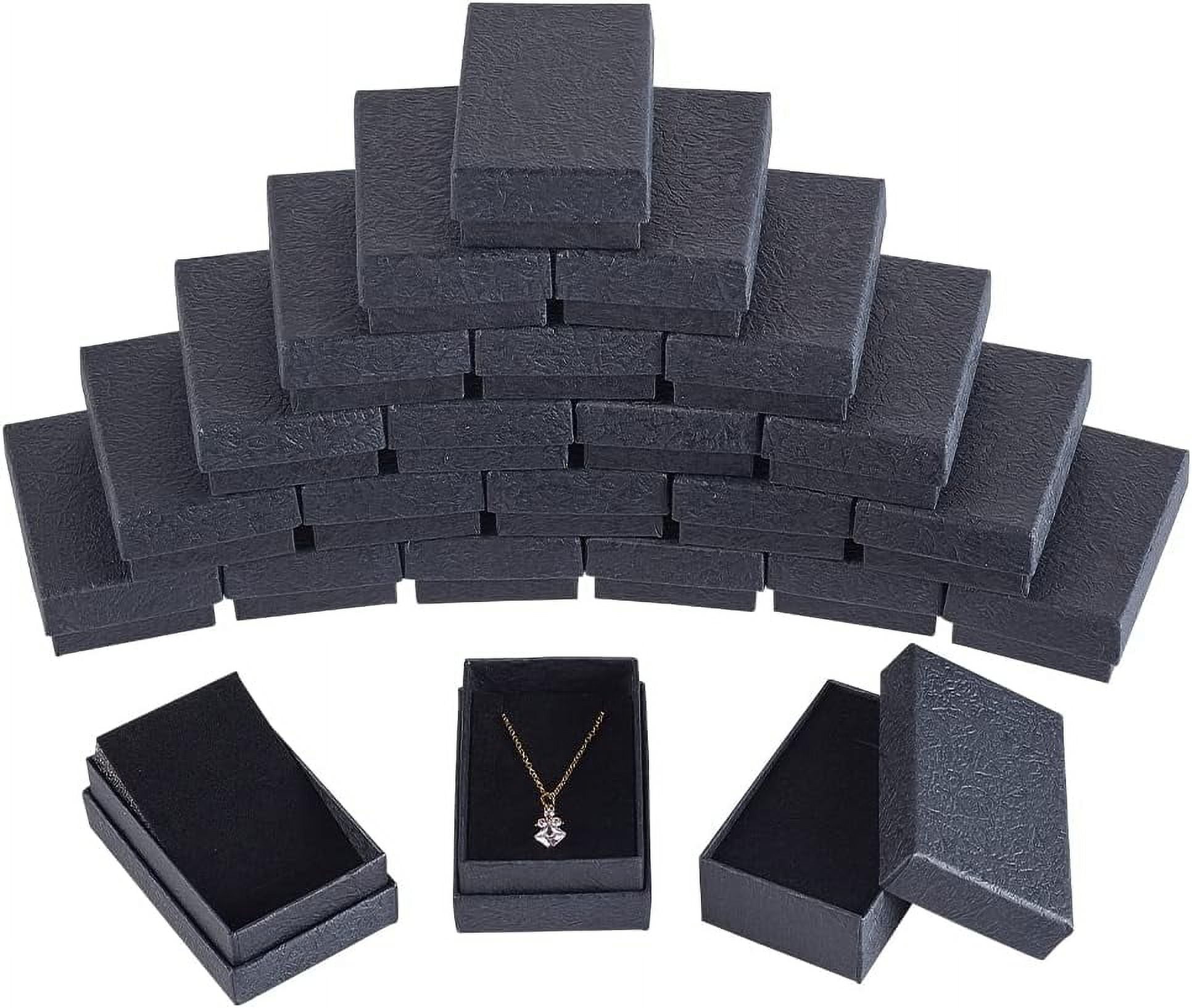 24 Pcs Black Texture Cardboard Jewelry Boxes 3.2x2" Paper Gift Box ...