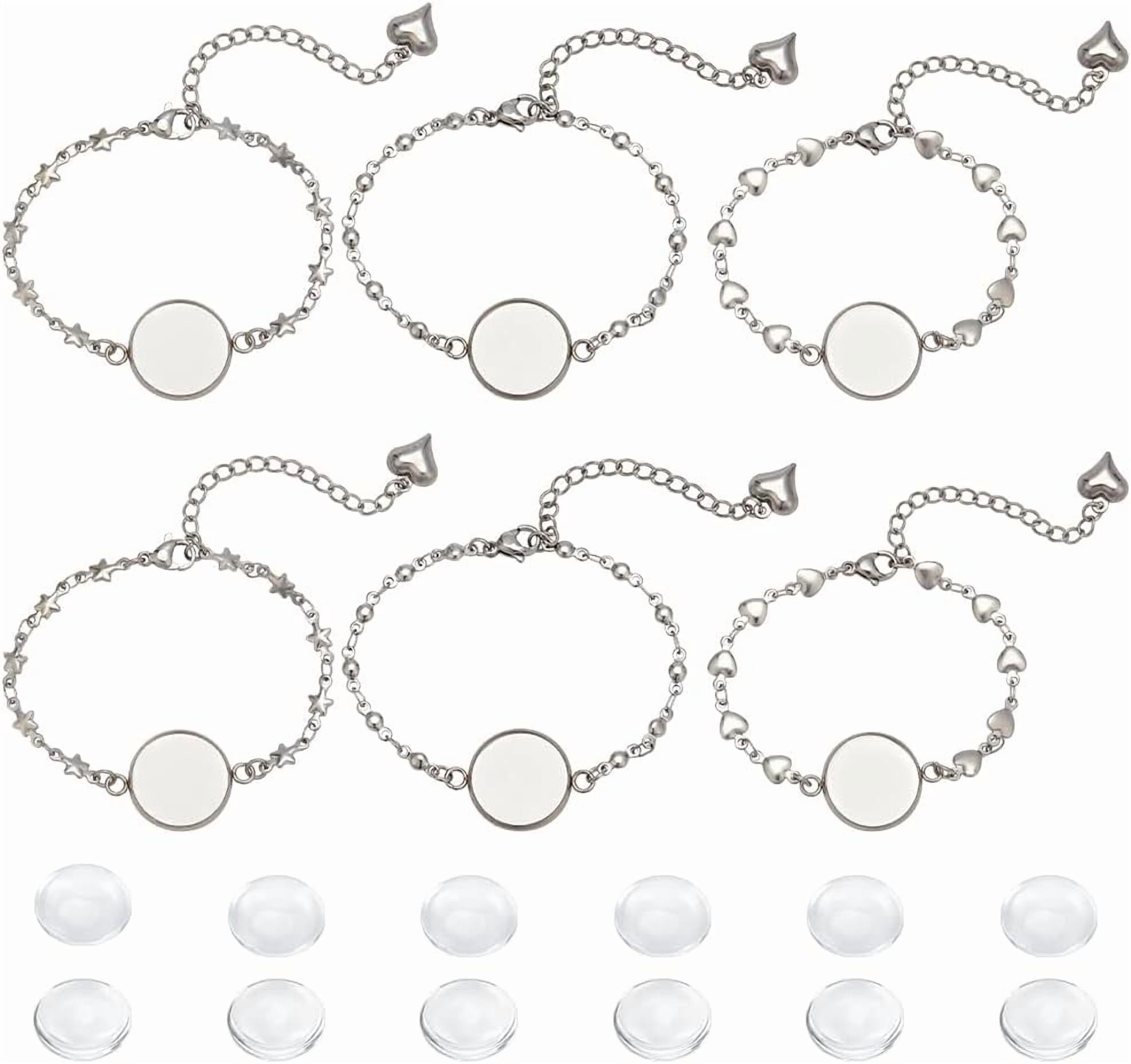 24 Pcs Blank Dome Bracelet Making Kit 3 Styles 304 Stainless Steel Link ...