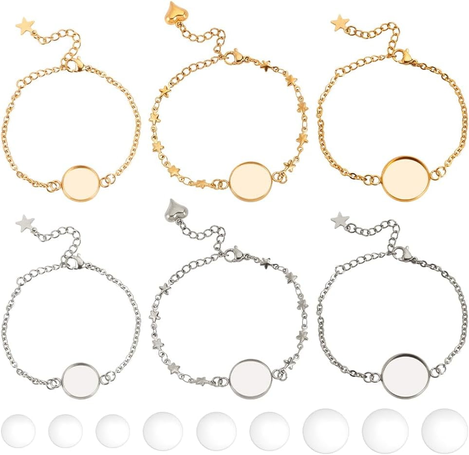 24 Pcs Blank Dome Bracelet Making Kits 304 Stainless Steel Link ...