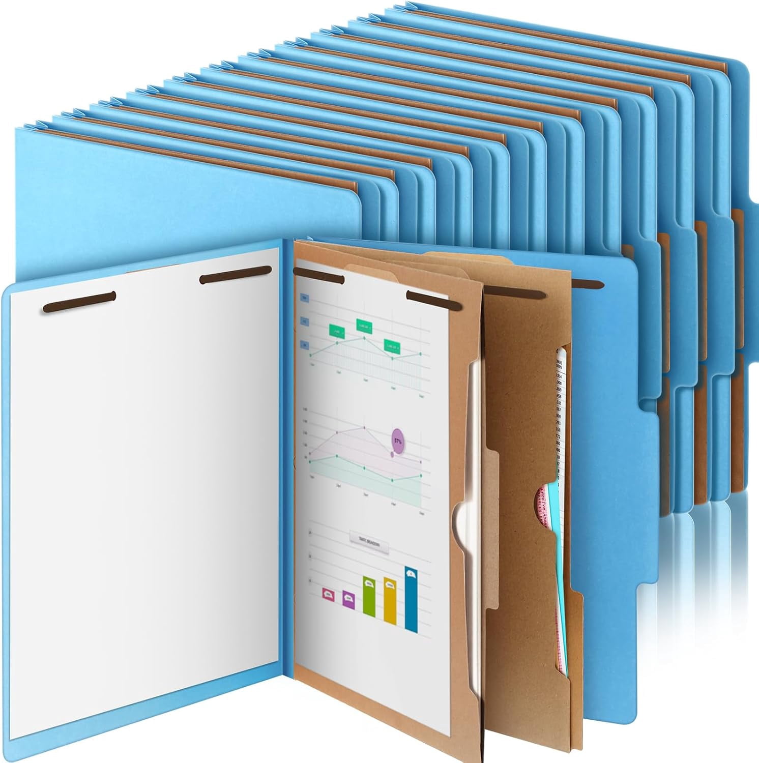 24 Pcs Blue Letter-Size Classification Folders with 2 Pockets ...