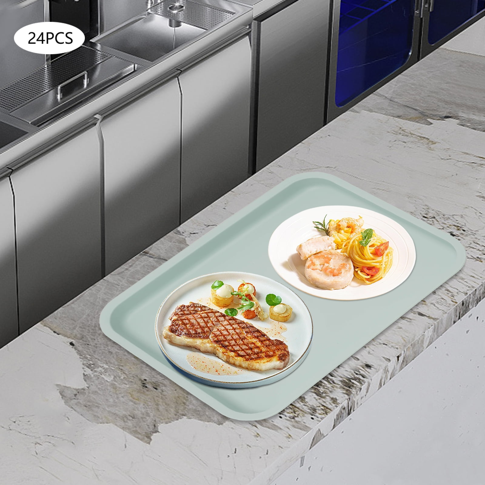 24 Pcs Blue Trays in Fast Food Restaurants, Cafeterias, Kitchens ...