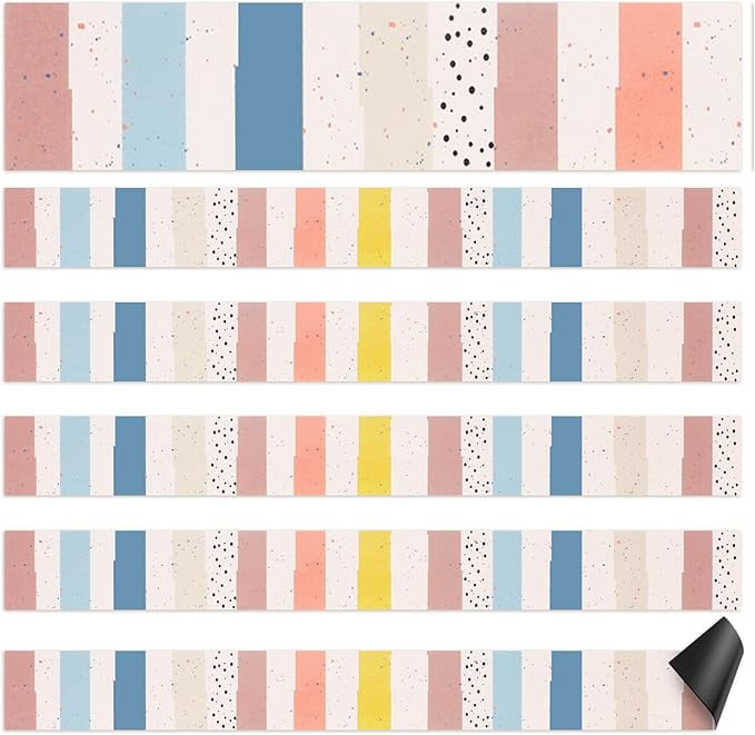 24 Pcs Boho Magnetic Bulletin Board Borders for Classroom Pastel ...