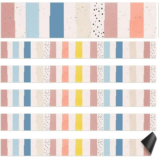 24 Pcs Boho Magnetic Bulletin Board Borders For Classroom Pastel