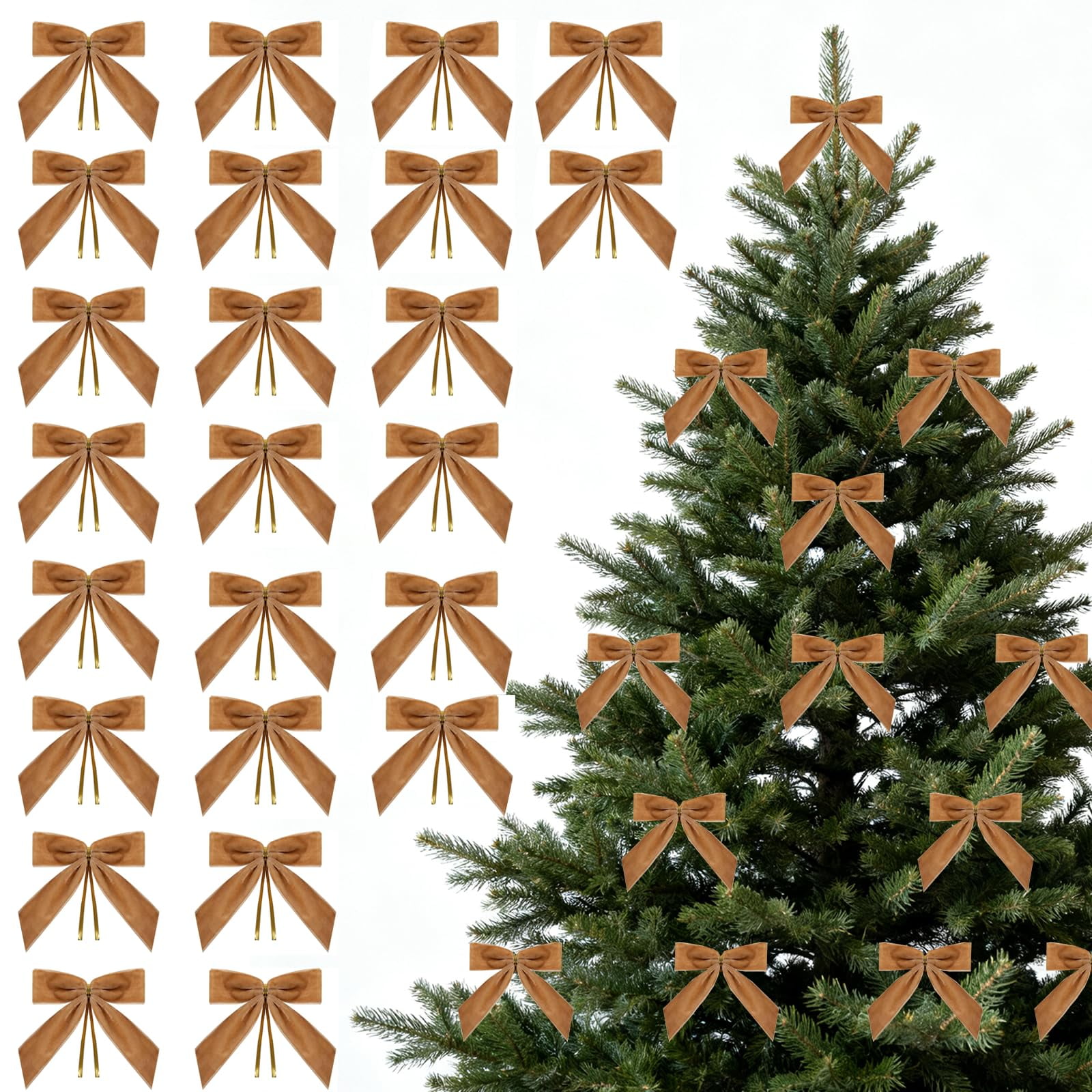 24 Pcs Burgundy Small Velvet Christmas Bows for Christmas Tree ...