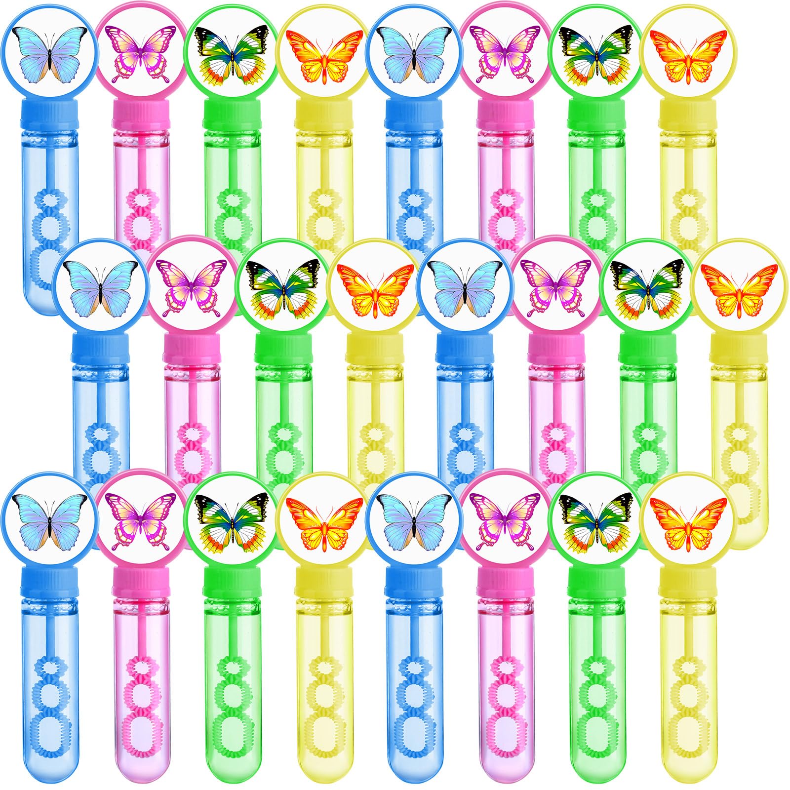 24 Pcs Butterfly Bubble Wands Bulk 35 ml Bubble Maker with 24 Pcs ...