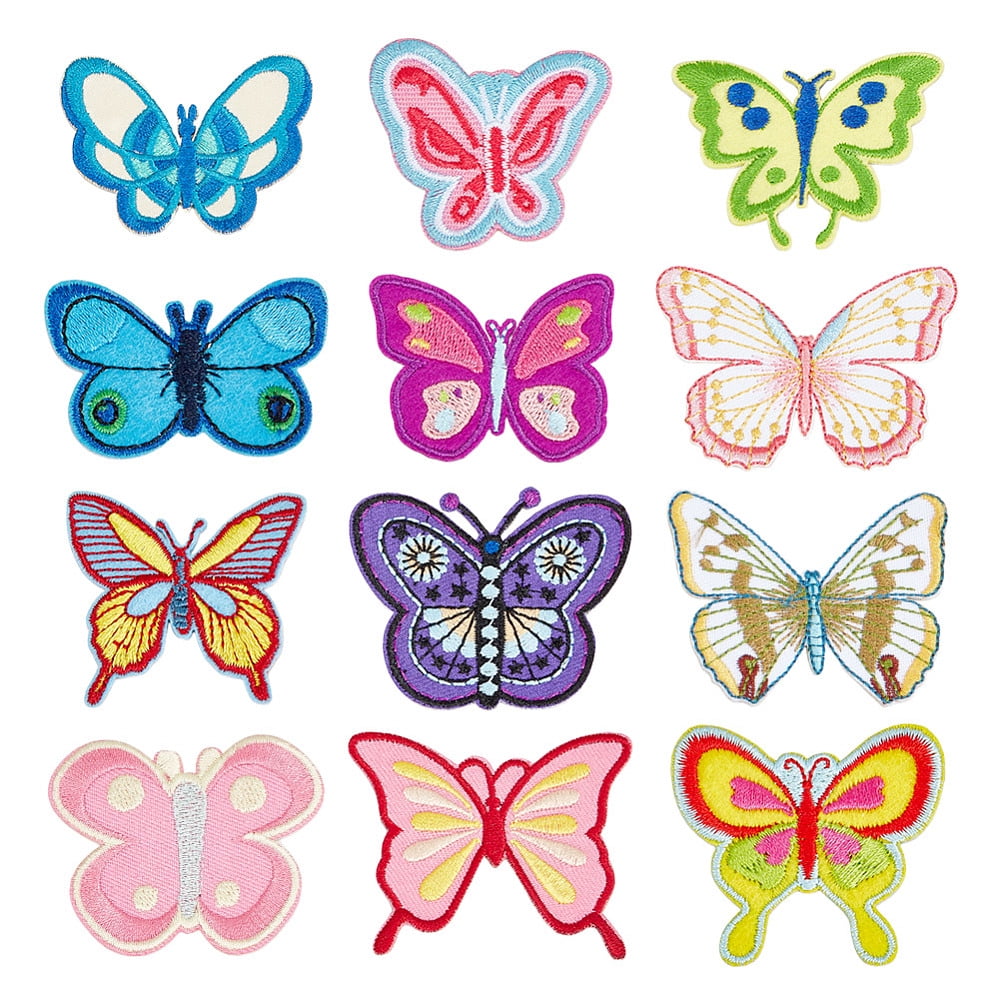 24 Pcs Butterfly Embroidered Patches 12 Styles Multicolor Butterfly Sew ...