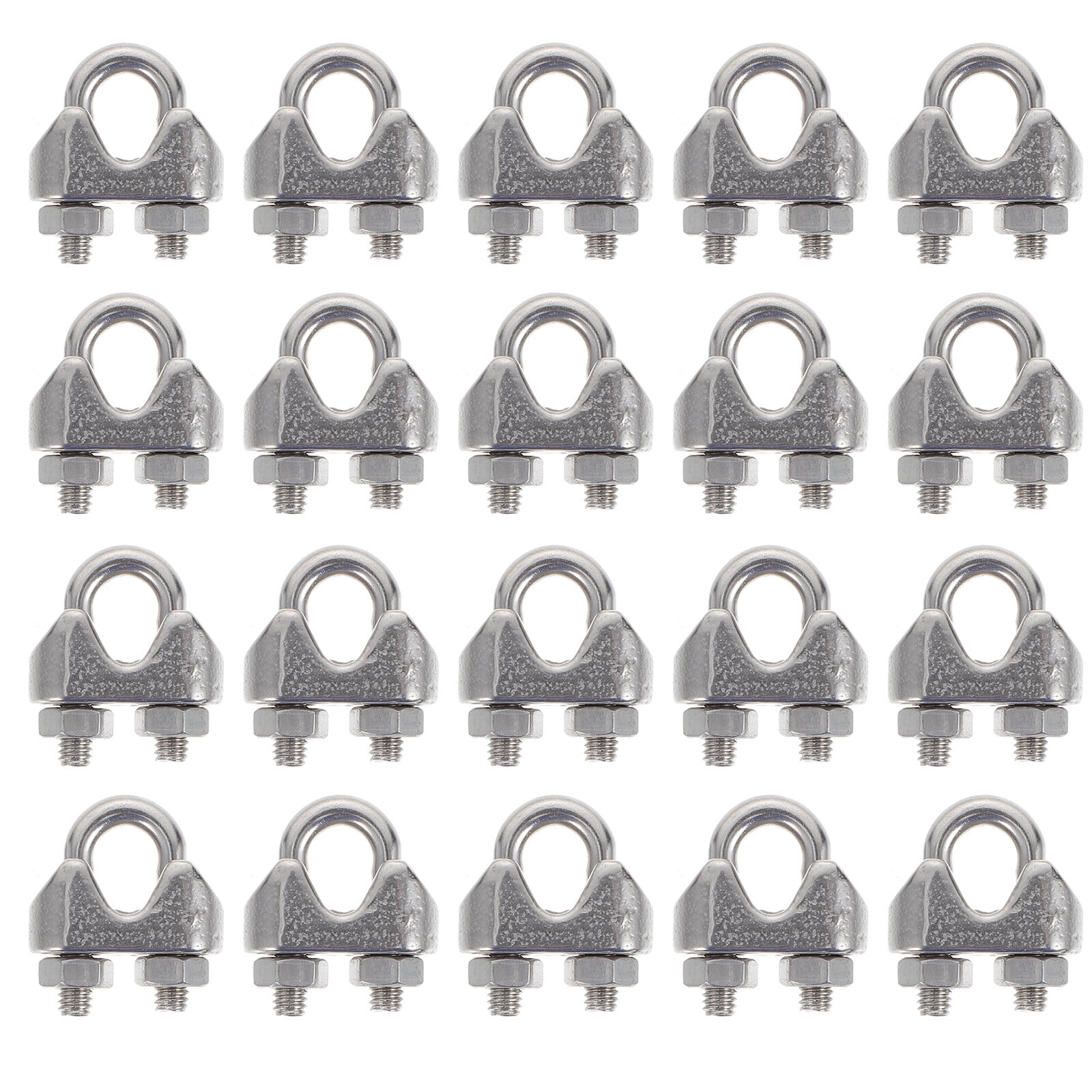 24 Pcs Cable Clamp U Bolt Saddle Fastener Wire Rope Clips Stainless ...