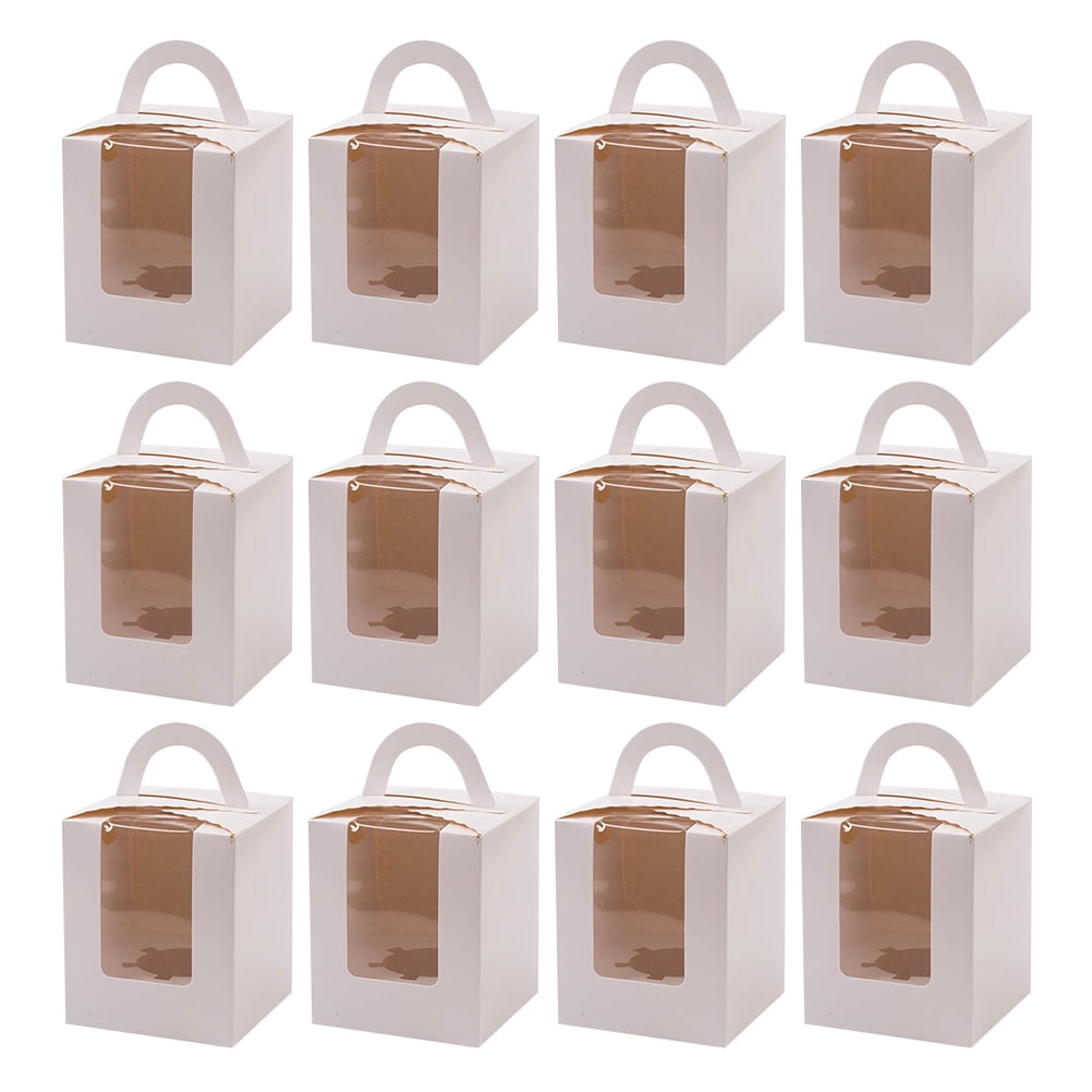 ifundom 48pcs Cake Boxes with Window Baked Goods Boxes White Cardboard ...