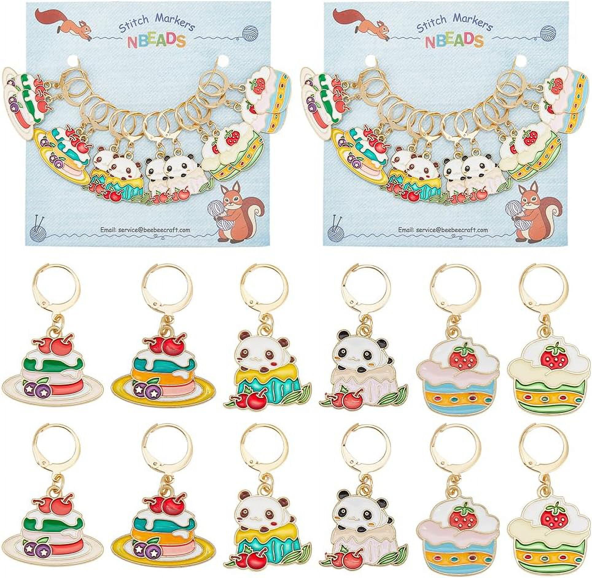 24 Pcs Cake Panda Stitch Markers Enamel Alloy Crochet Stitch Marker ...