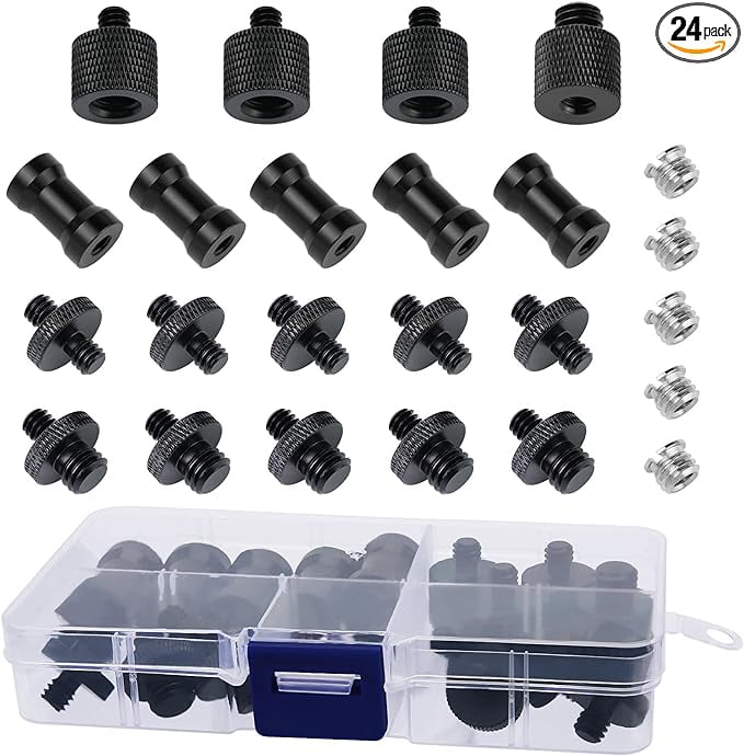 24 Pcs Camera Screw Adapter 1/4 to 1/4 and 1/4 to 3/8 Tripod Mount ...