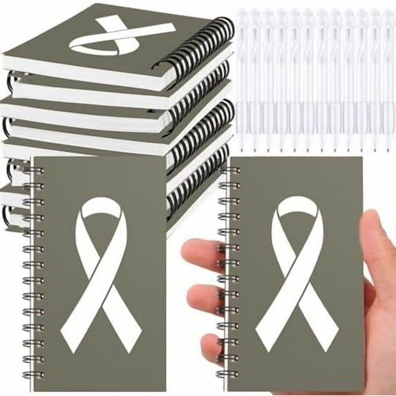 24 Pcs Cancer Awareness Notepads Ribbon Retractable Pens Prostate ...