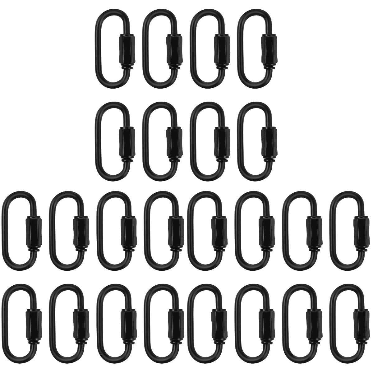 24 Pcs Carabiner Quick Links Stainless Steel D Shaped Locking Oval ...