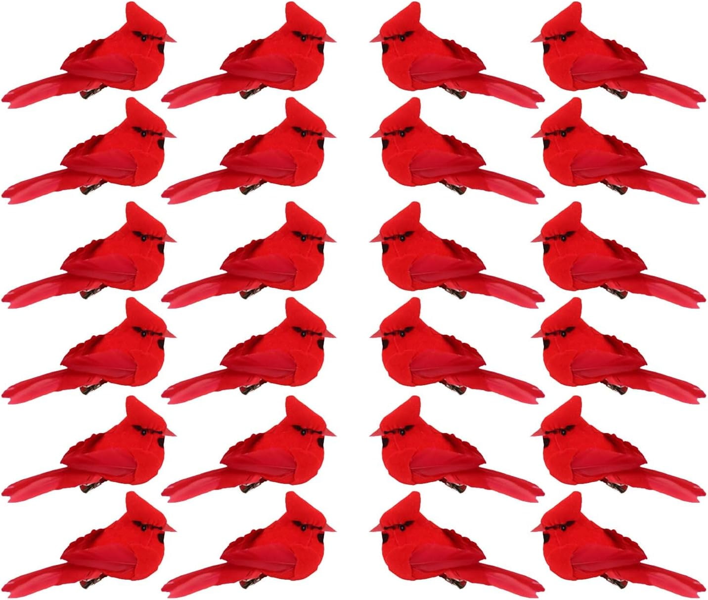 24 Pcs Cardinals, Artificial Red Cardinal Birds, Clip On Christmas Red ...
