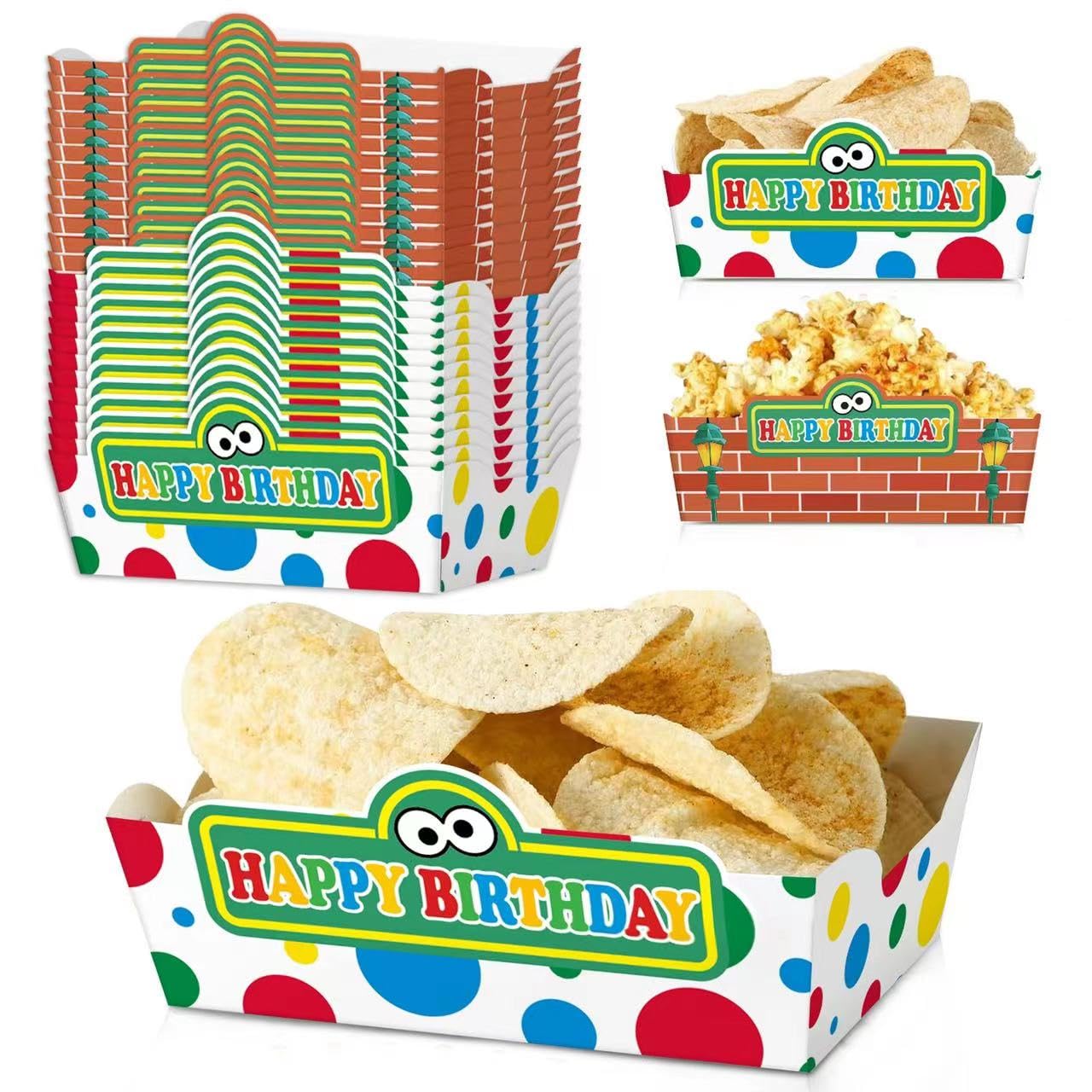 24 Pcs Cartoon Friends Party Supplies Green Blue Red Paper Food Trays ...