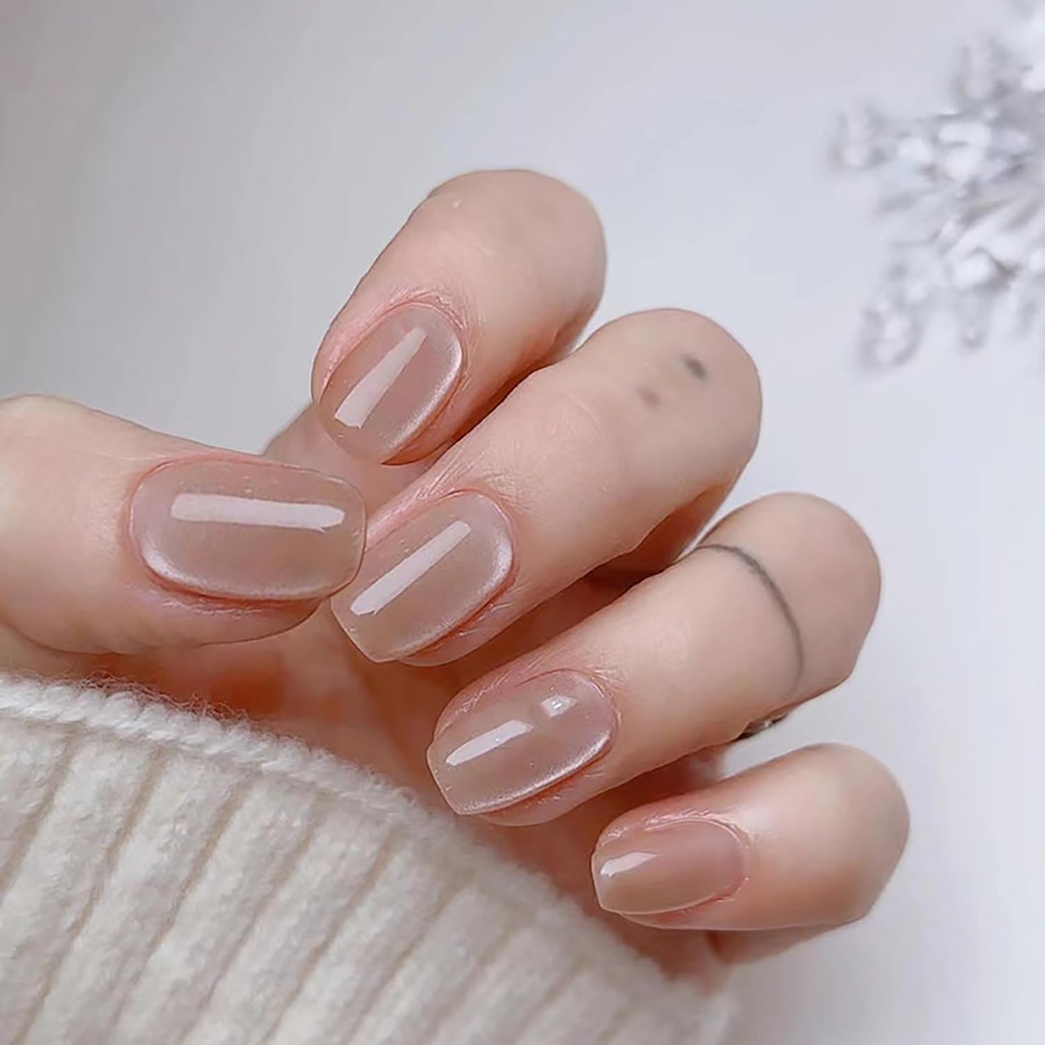 24 Pcs Cat Eyes Nails Square Press on Nail Cat Eye Press on Nails Short ...