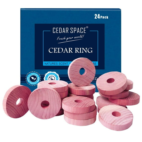 24 Pcs Cedar Wood Blocks for Clothes Storage, 100% Natural Cedar Rings ...