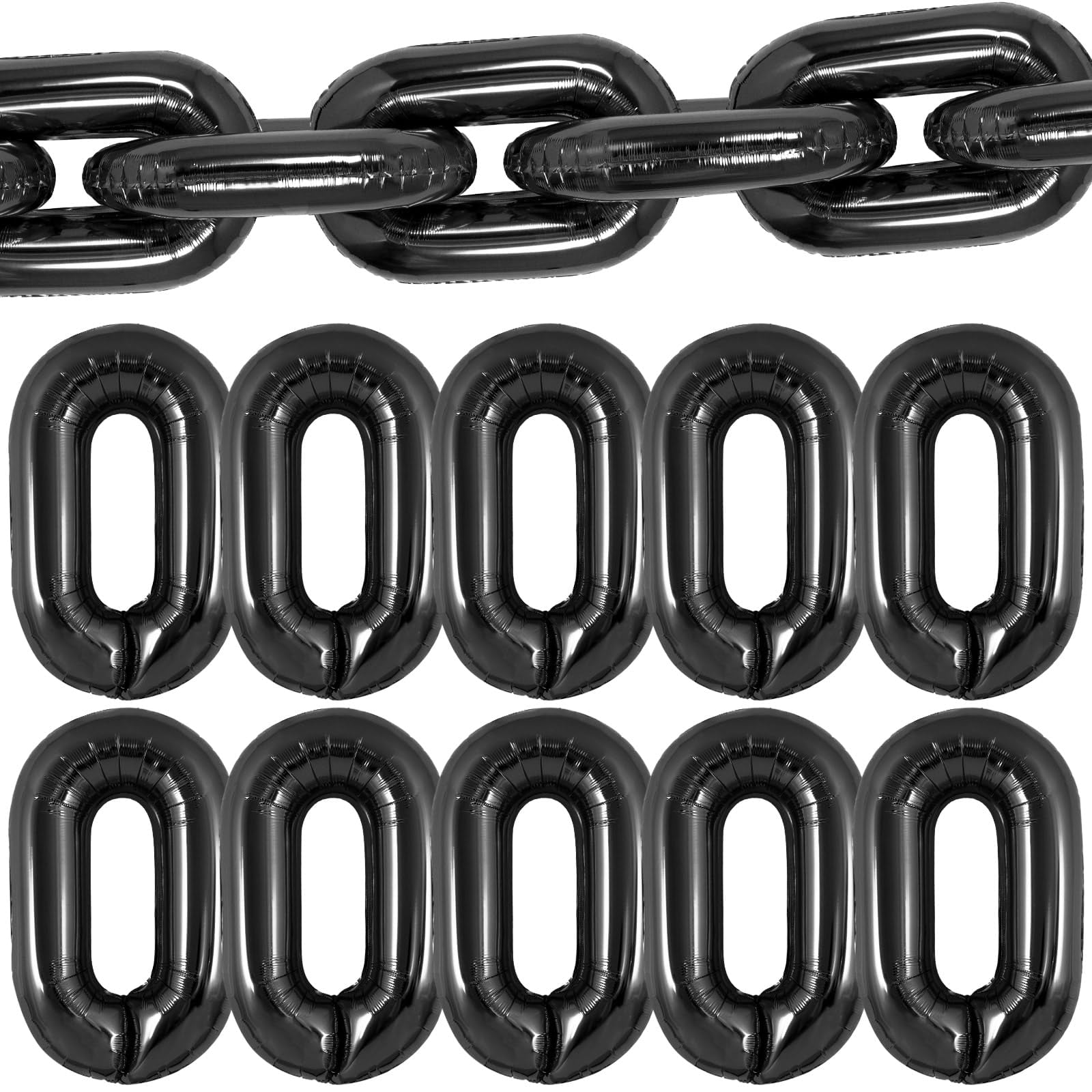 24 Pcs Chain Balloons,Giant OIF8 Black Chain Balloons Garland,16 inch ...