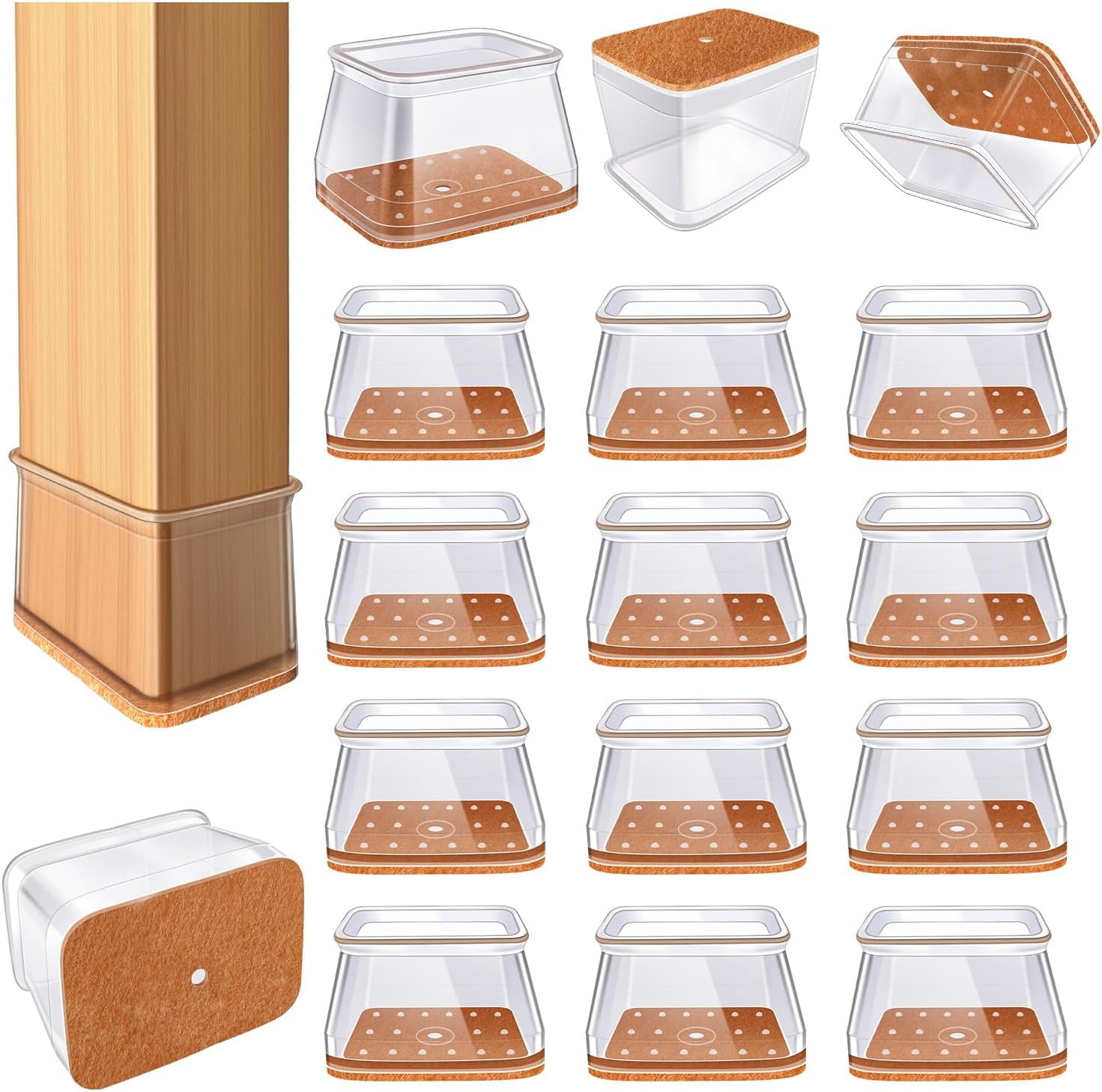24 Pcs Chair Leg Floor Protectors for Hardwood Floors Rectangle ...