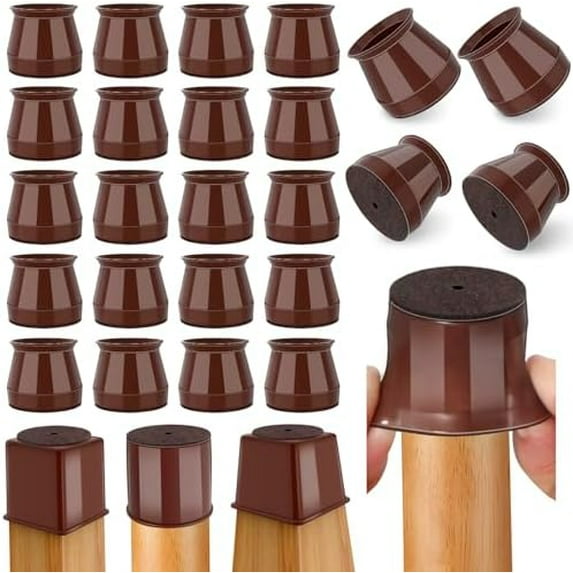 24 Pcs Chair Leg Floor Protectors Round, Silicone Felt Furniture Leg ...