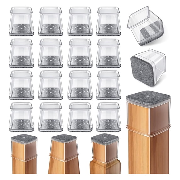 24 Pcs Chair Leg Floor Protectors Square, Silicone Felt Furniture Leg ...