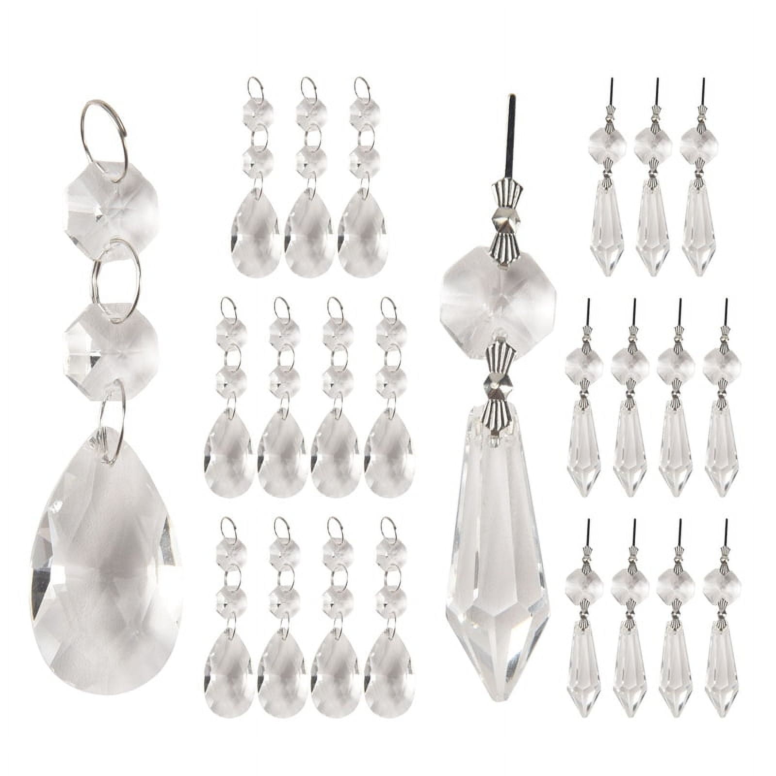24 Pcs Chandelier Crystal Prisms Pendants Set 38 mm Clear Teardrop ...