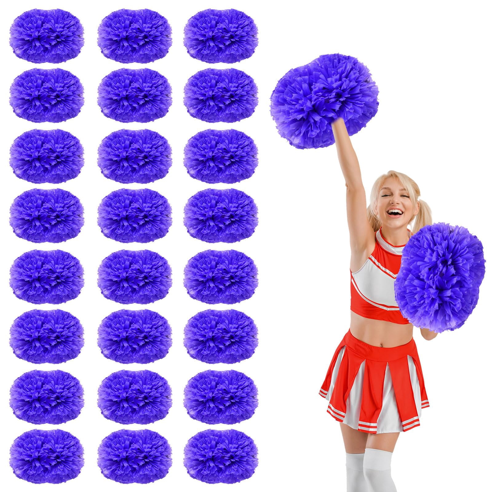 24 Pcs Cheerleading Pom Poms,14.57inch with Handle Style Cheerleading ...