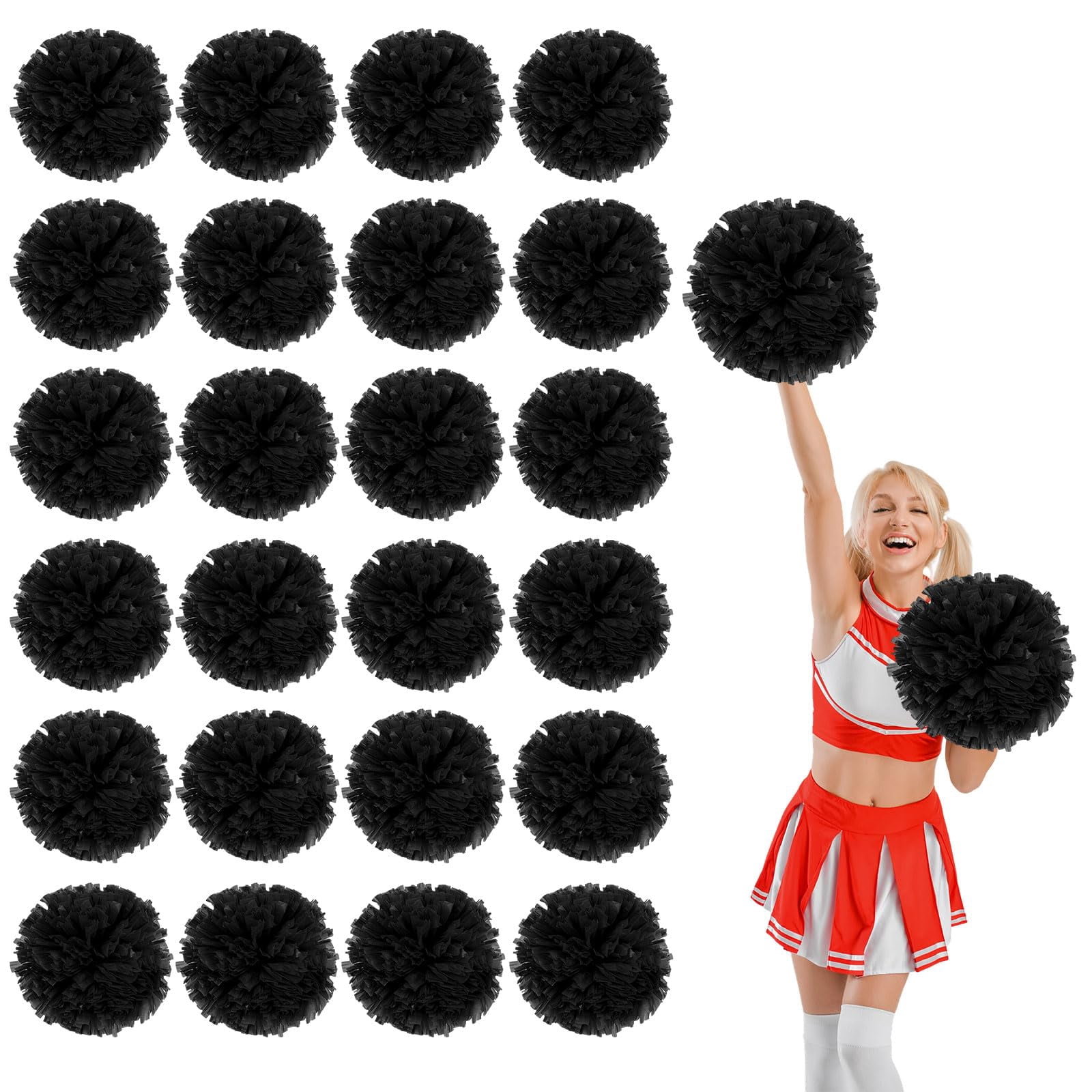 24 Pcs Cheerleading Pom Poms,Cheerleading Handheld Squad Pompoms for ...