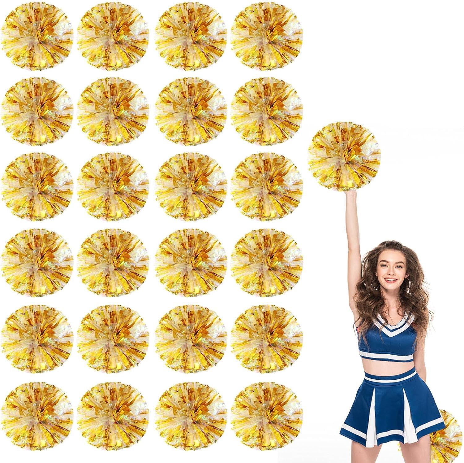 24 Pcs Cheerleading poms,pom poms Cheerleading with Finger Holes ...