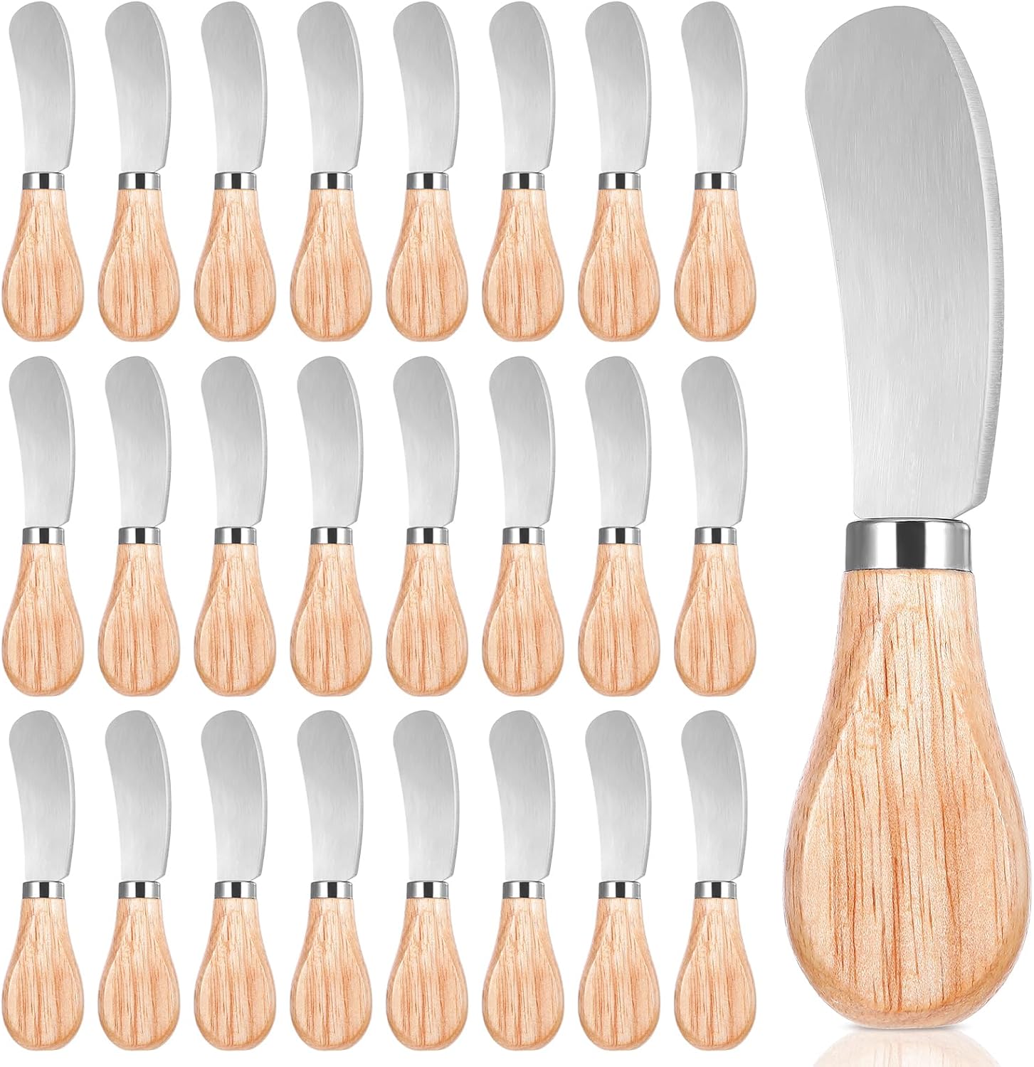 24 Pcs Cheese Spreader Knives with Wooden Handle, Stainless Steel ...