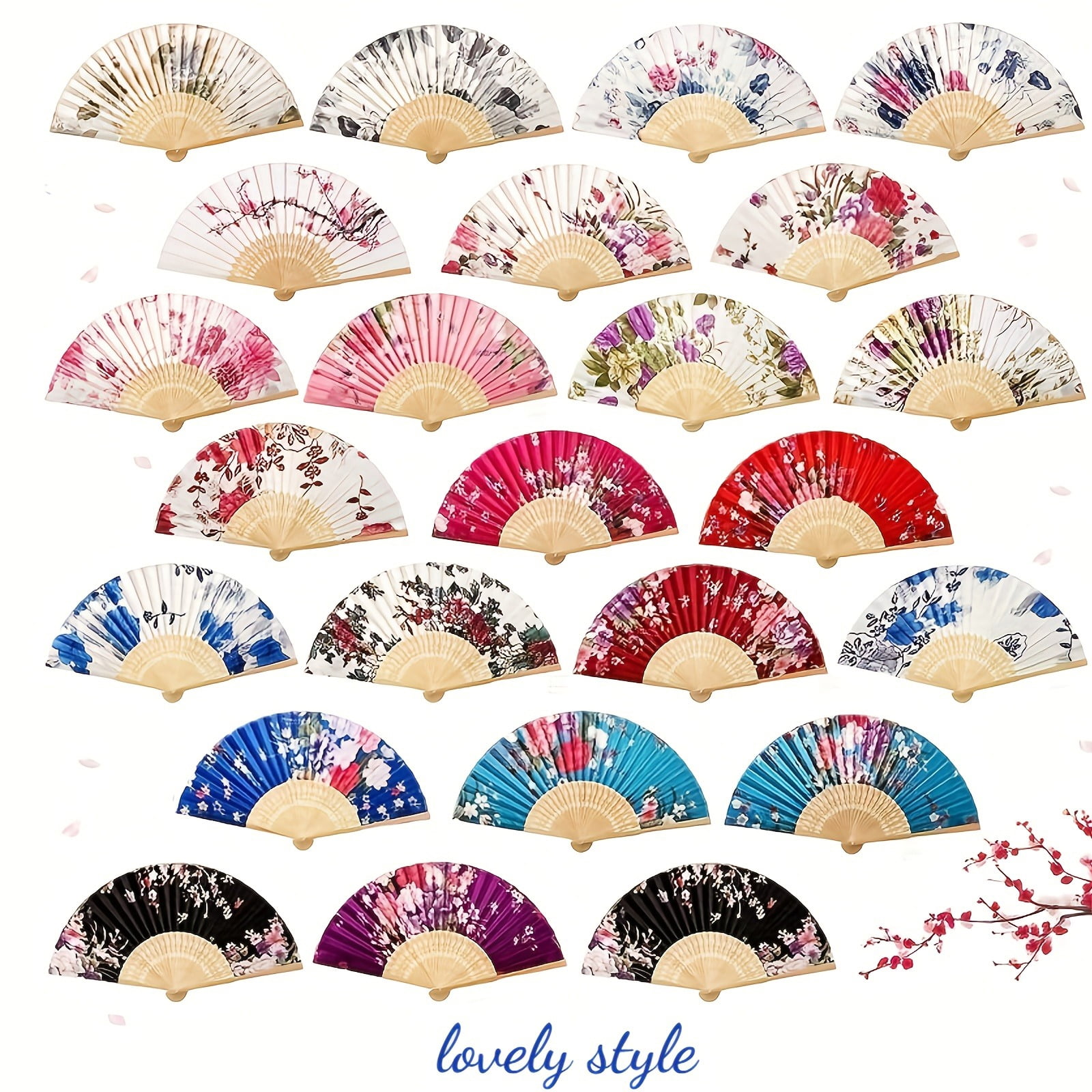 24 Pcs Chinese Fans Folding Fan-Hand Fans For Women Foldable Vintage ...