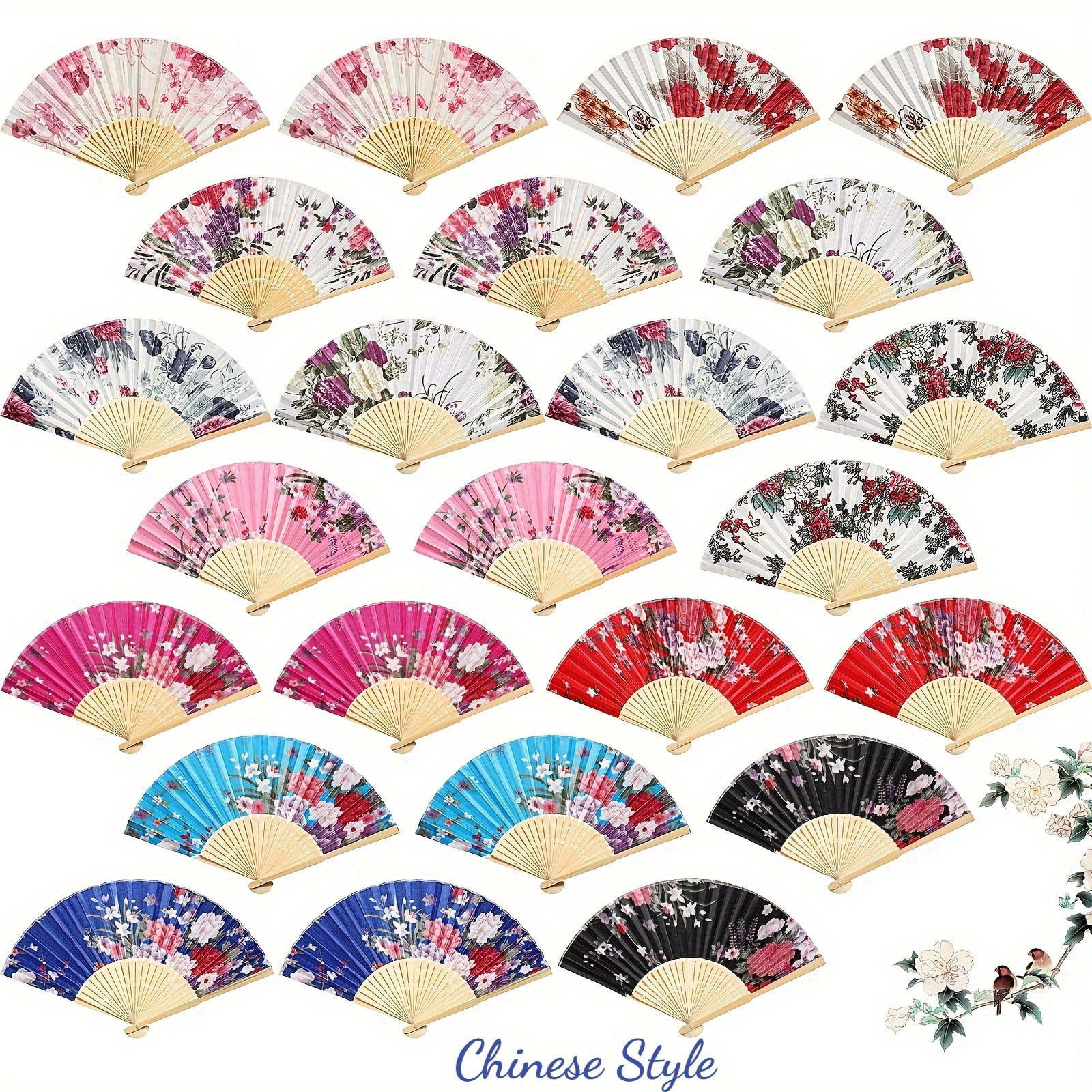 24 Pcs Chinese Fans Folding Fan-Hand Fans For Women Foldable Vintage ...