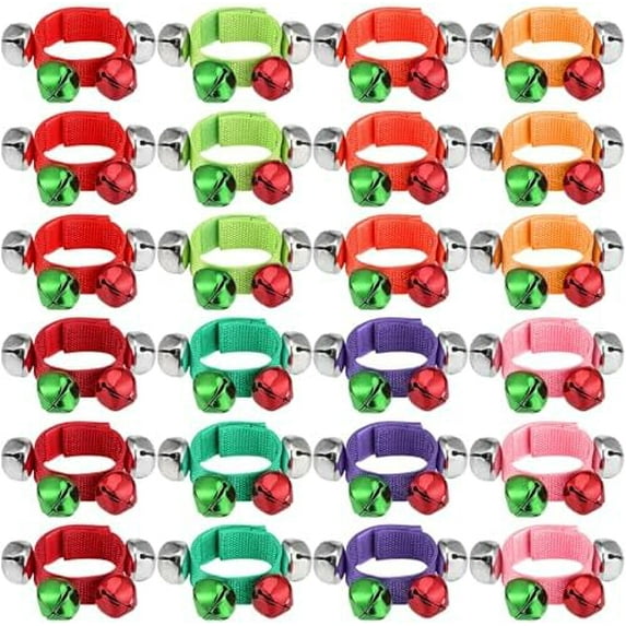 24 Pcs Christmas Band Wrist Bells Bracelets Jingle Musical Shaking ...