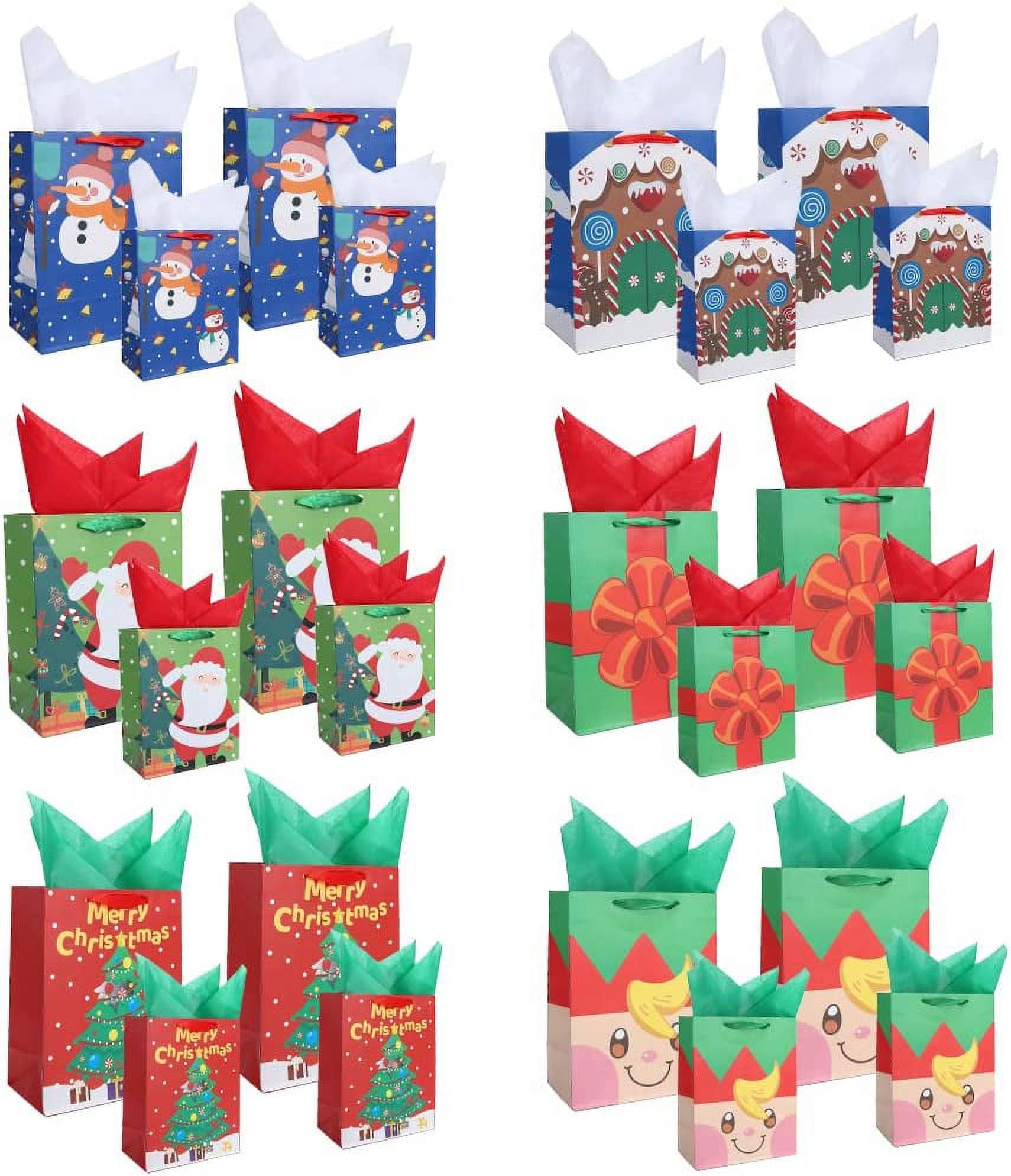 24 Pcs Christmas Gift Bags, Holiday Treat Paper Bags, Christmas ...