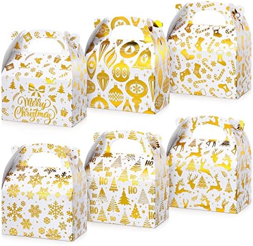 24 Pcs Christmas Goody Candy Boxes Cardboard with Handles 3D Christmas ...