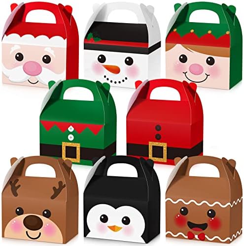 24 Pcs Christmas Goody Candy Boxes Cardboard with Handles 3D Christmas ...