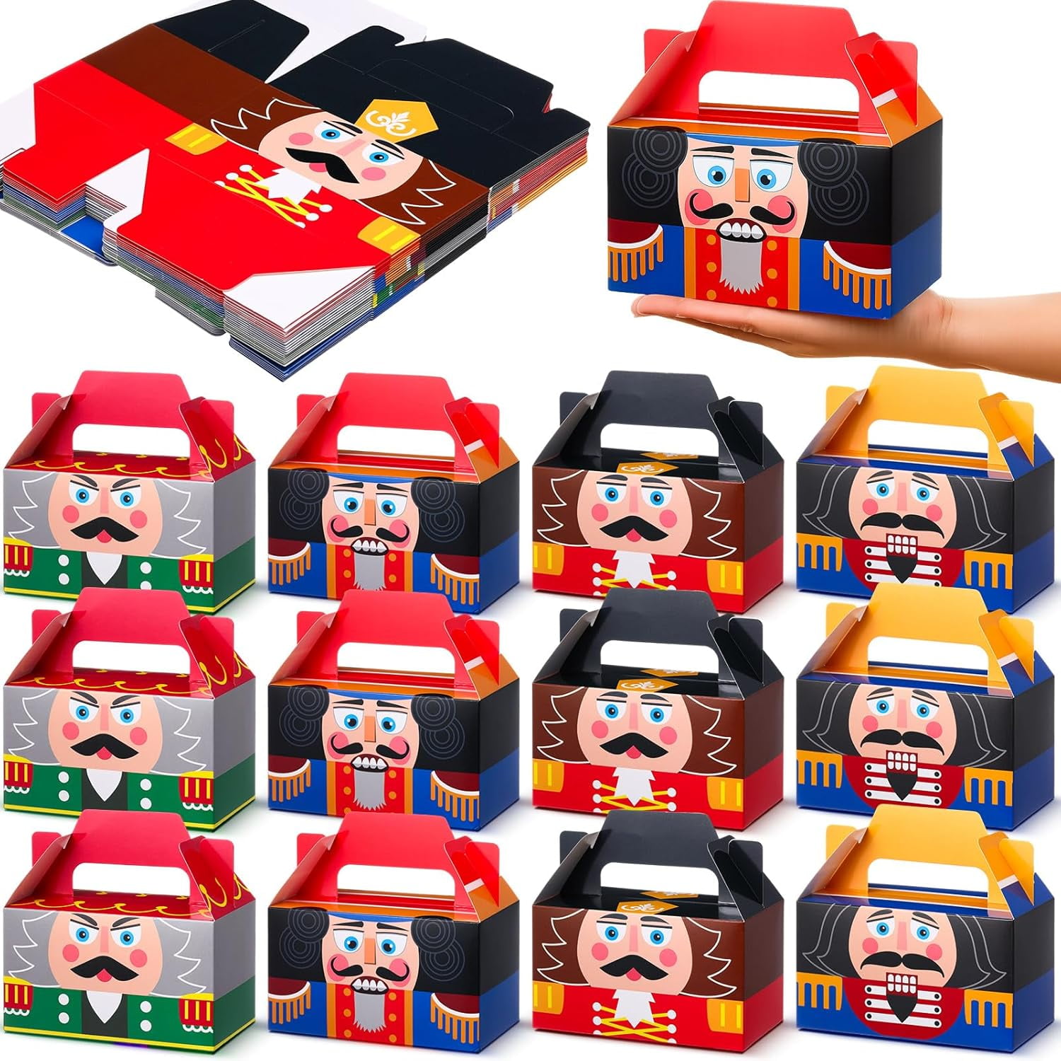 24 Pcs Christmas Nutcracker Gifts Boxes with Handles Christmas Cookie ...