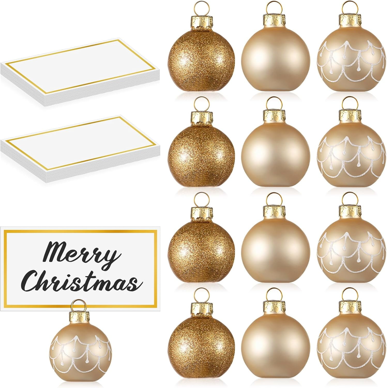 24 Pcs Christmas Ornament Place Card Holders and Name Cards Set Gold ...