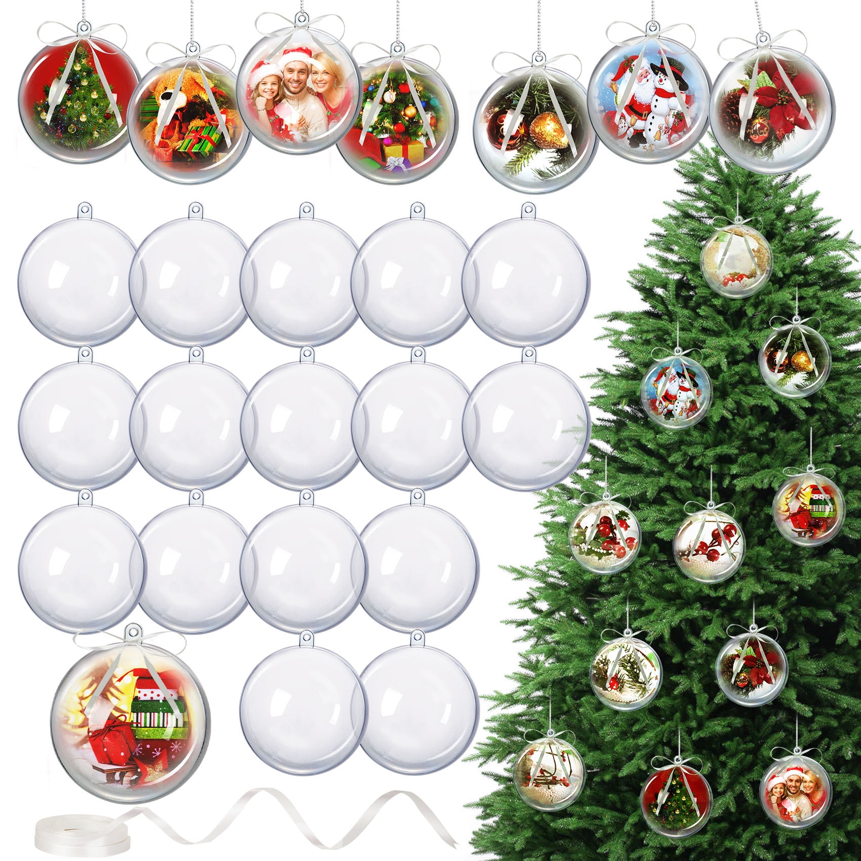 Walmart 24 Pack Craft Balls with Glitter for DIY Holiday Filling, Clear ...