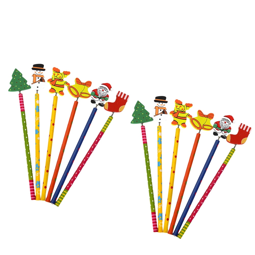 24 Pcs Christmas Pencil Pencils Stocking Stuffers Goody Bags Wooden ...