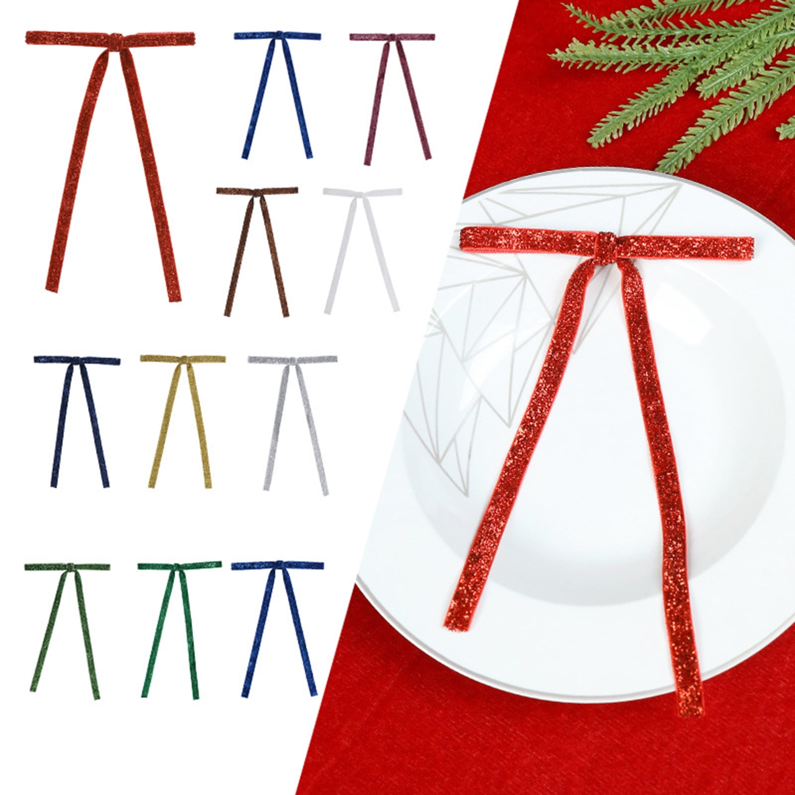 24 Pcs Christmas Velvet Bows Pre-Tied Ribbon Bows Vintage Wreath Bow ...
