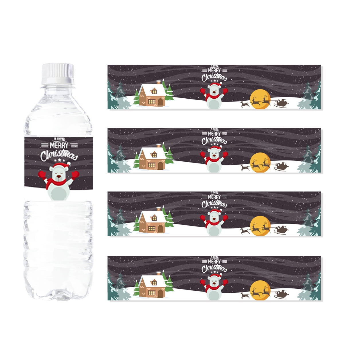 24-Pcs Christmas Water Bottle Labels, Merry Christmas Wine Bottle ...