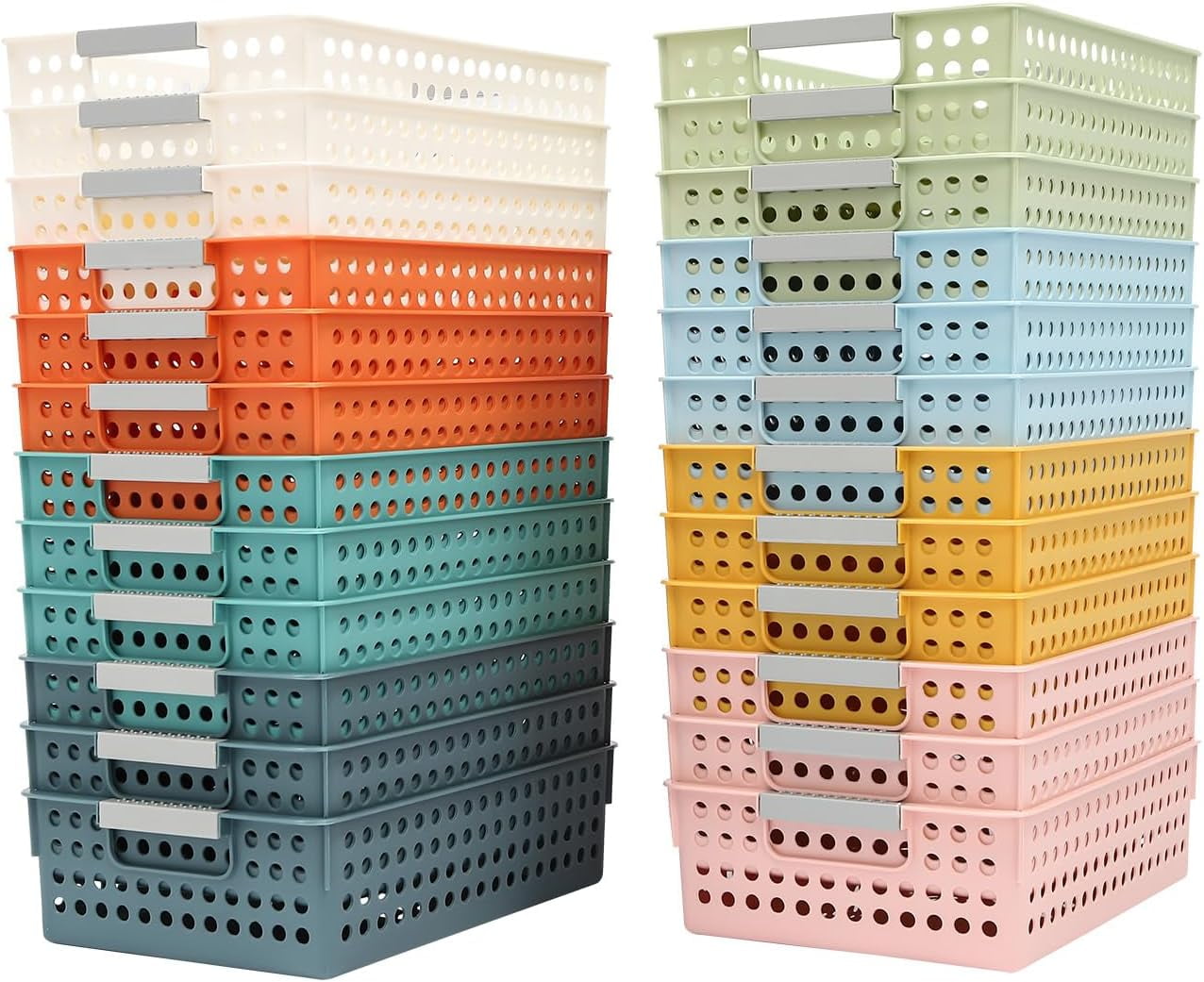 24 Pcs Classroom Storage Baskets, Crayon Trays Colorful Pencils ...