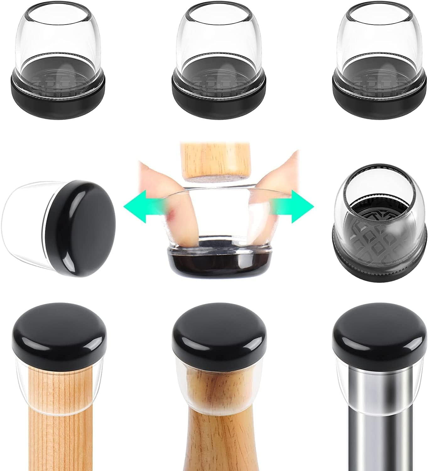 24 Pcs Clear Chair Leg Sliders for Carpet, Round Teflon Furniture ...