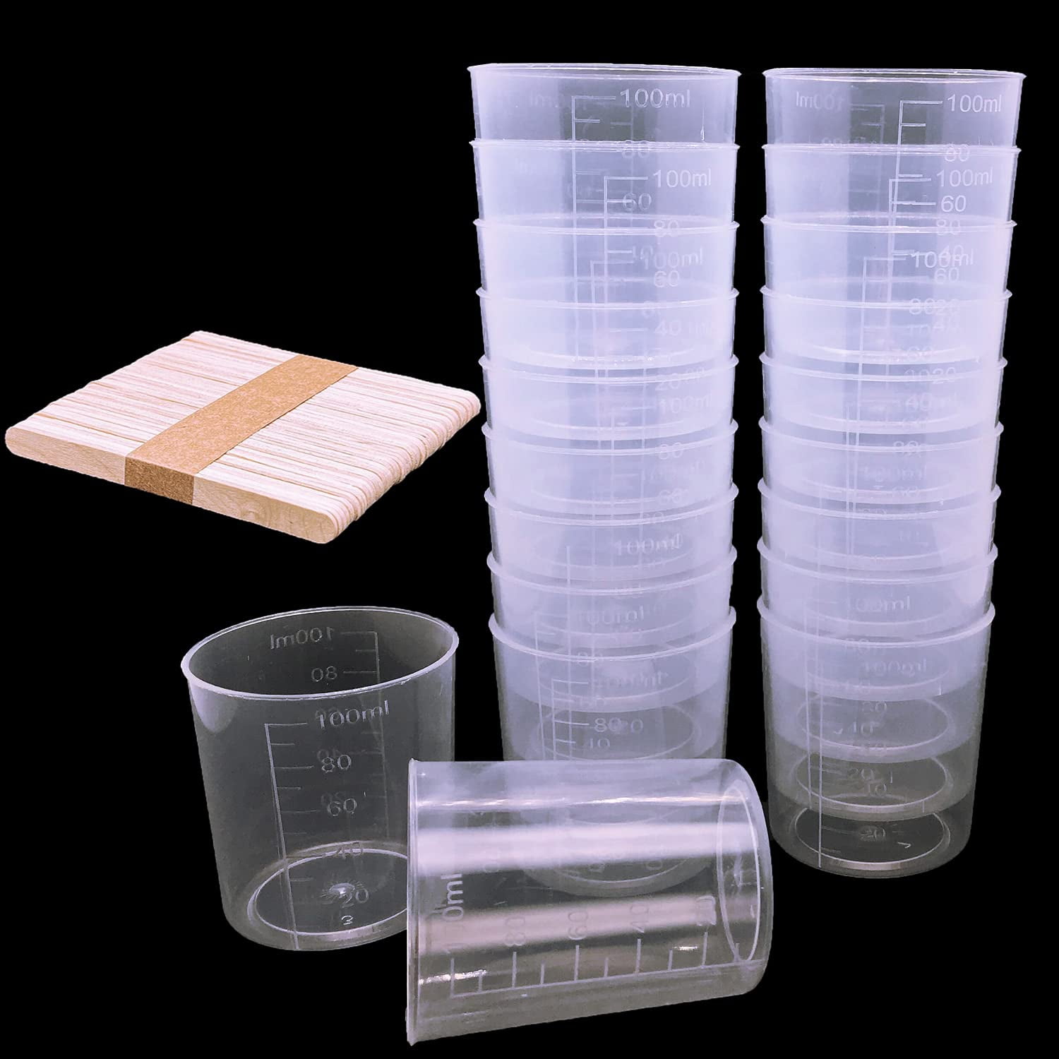 24 Pcs Clear Scale EC36 Cups, 100ml/3.4oz Plastic Graduated Cups with ...