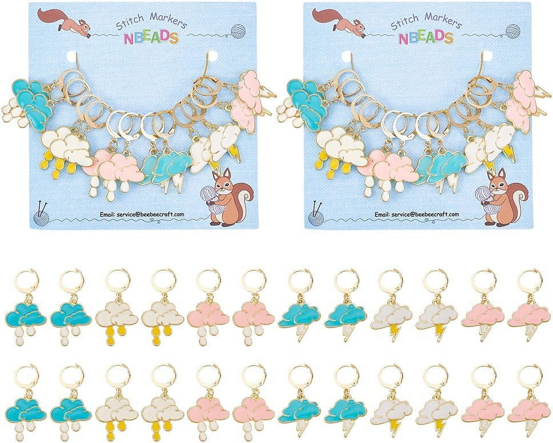 24 Pcs Cloud with Raindrop and Lightning Locking Stitch Markers Enamel ...